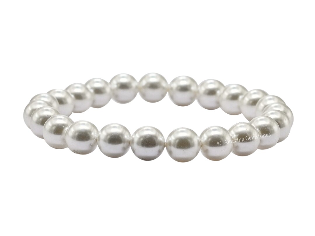 White Pearl Crystal Stone Bracelet, Protection Crystal Bracelet for Men ...