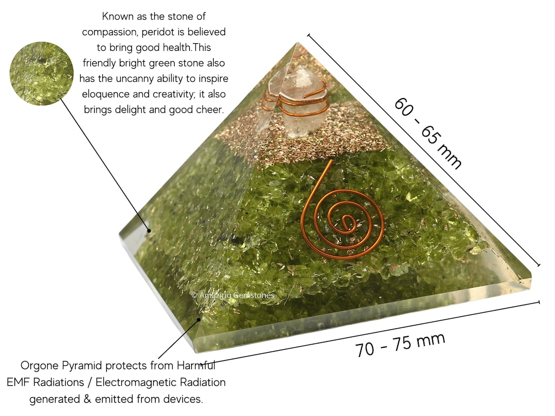 Peridot Large Orgonite Crystal Pyramid With Copper Healing Coil ...