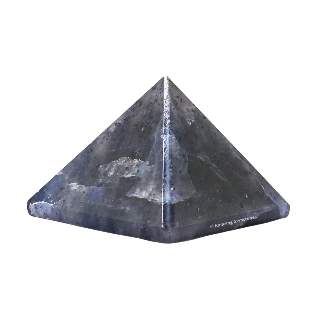 Iolite Healing Crystal Stone Pyramid, Handmade Pyramid for Home Office ...
