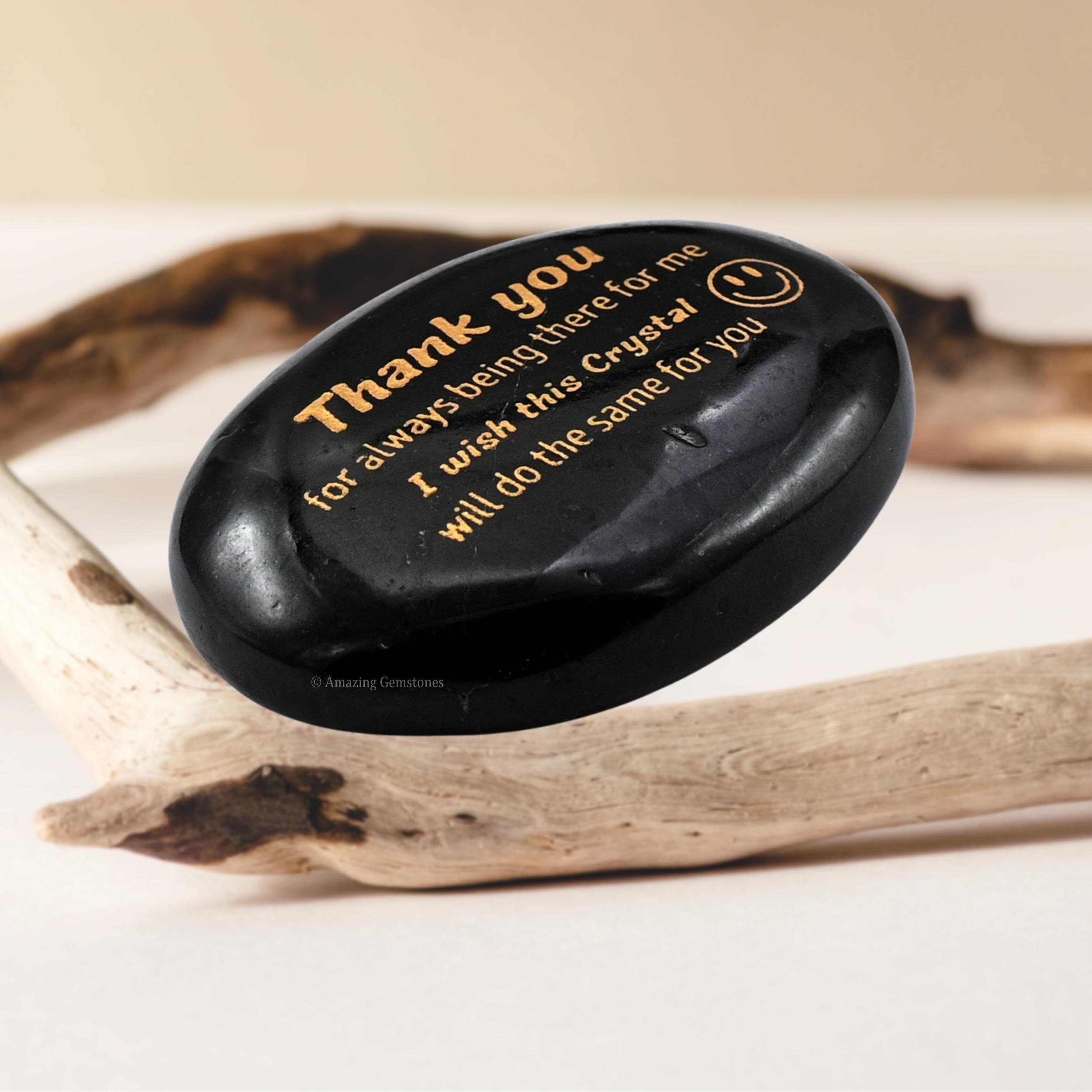Engraved Black Tourmaline Palm Stone, Father's Day Gift - Etsy