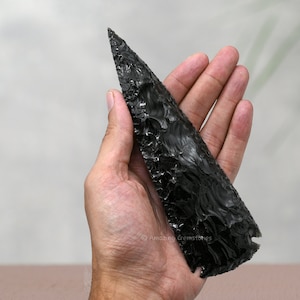 Black Obsidian Craft Supplies Jewelry Making Natural Arrow Head Crystal ...