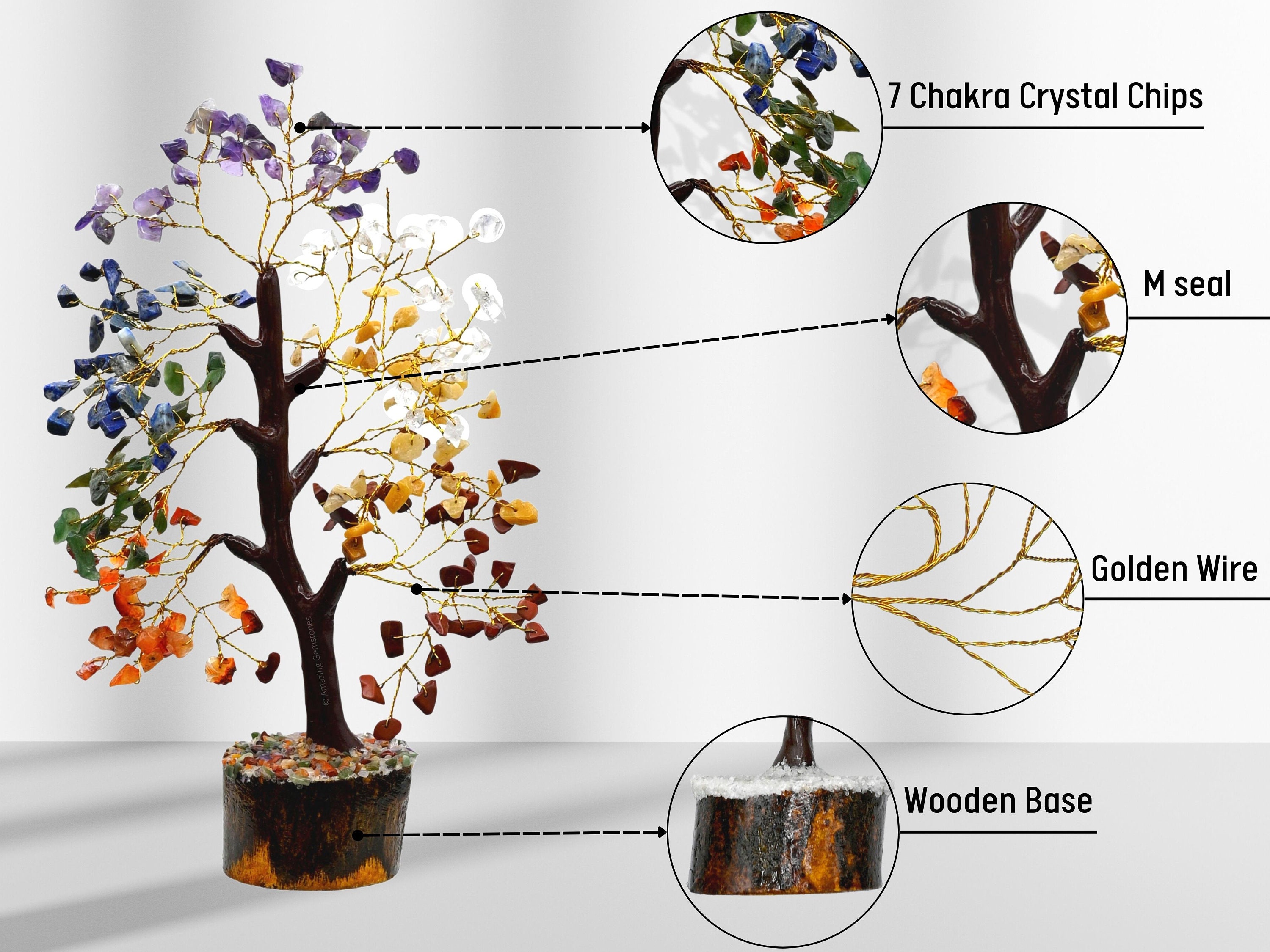 7 Chakra Crystal Bonsai Tree of Life, Natural Handmade Healing Crystal ...