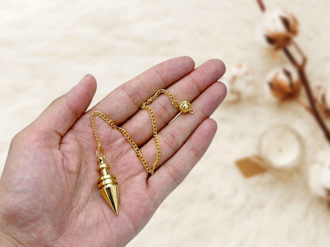 Brass Metal Pendulum Divination Tools for Energy Healing, Cone With 2 ...
