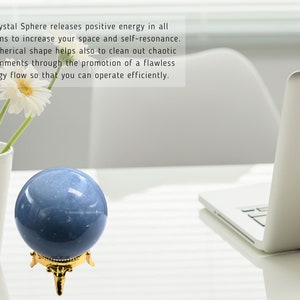 Angelite Crystal Ball Sphere Stand, 50mm Gemstone Sphere With Holder ...