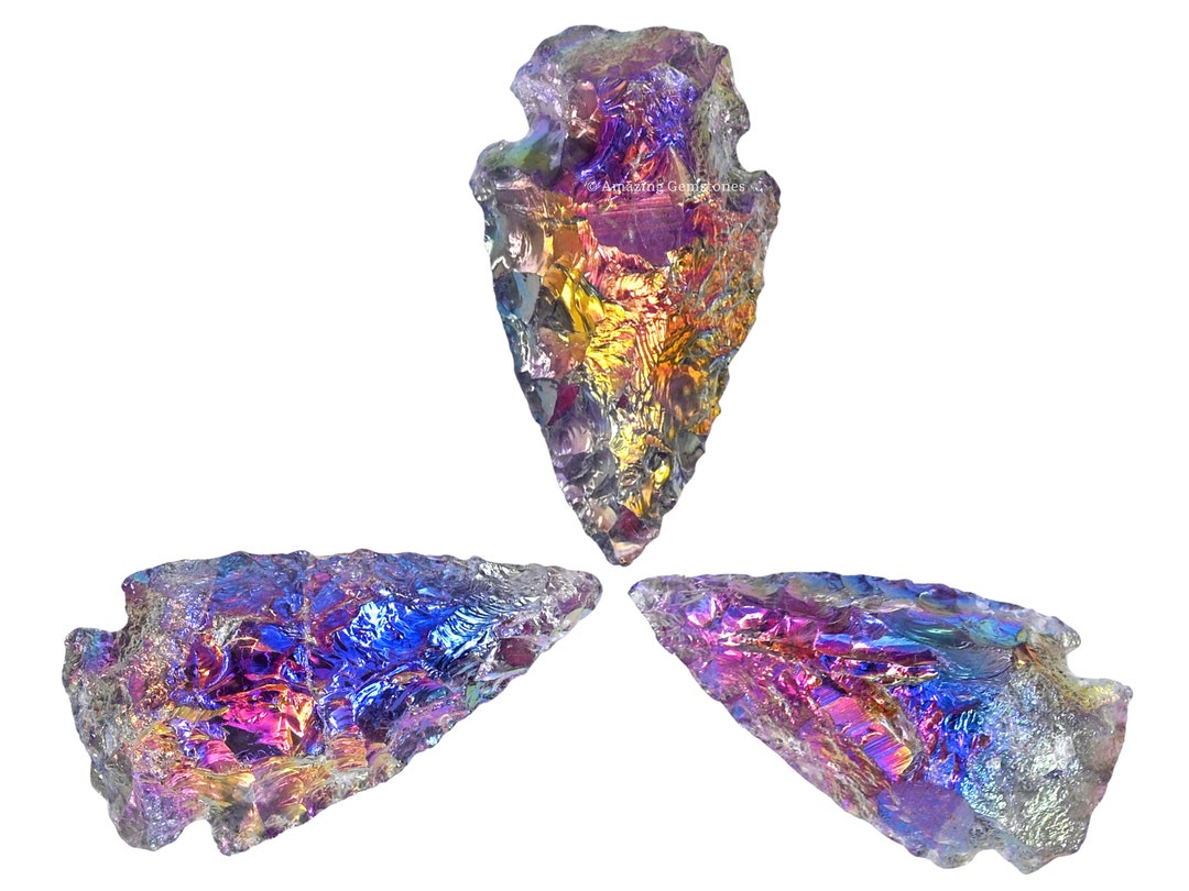 Angel Aura Amethyst Crystal Arrowhead, 3 Piece Natural Arrowheads for ...
