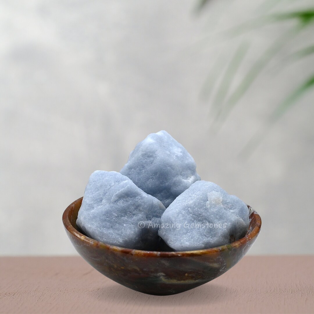 Angelite Healing Crystal Raw Gemstones, Natural Rocks for Tumbling and ...