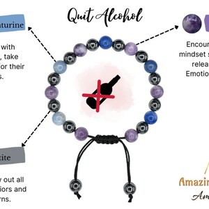 Stop Drinking Crystal Bracelet, Lepidolite Aventurine Hematite ...