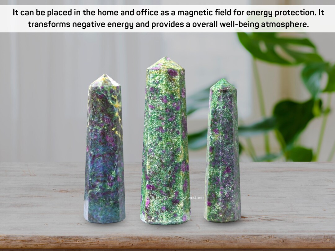 Ruby Fuchsite Crystal Point Tower: Reiki Healing Obelisk Wand - Etsy