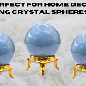 Angelite Crystal Ball Sphere Stand, 50mm Gemstone Sphere With Holder ...