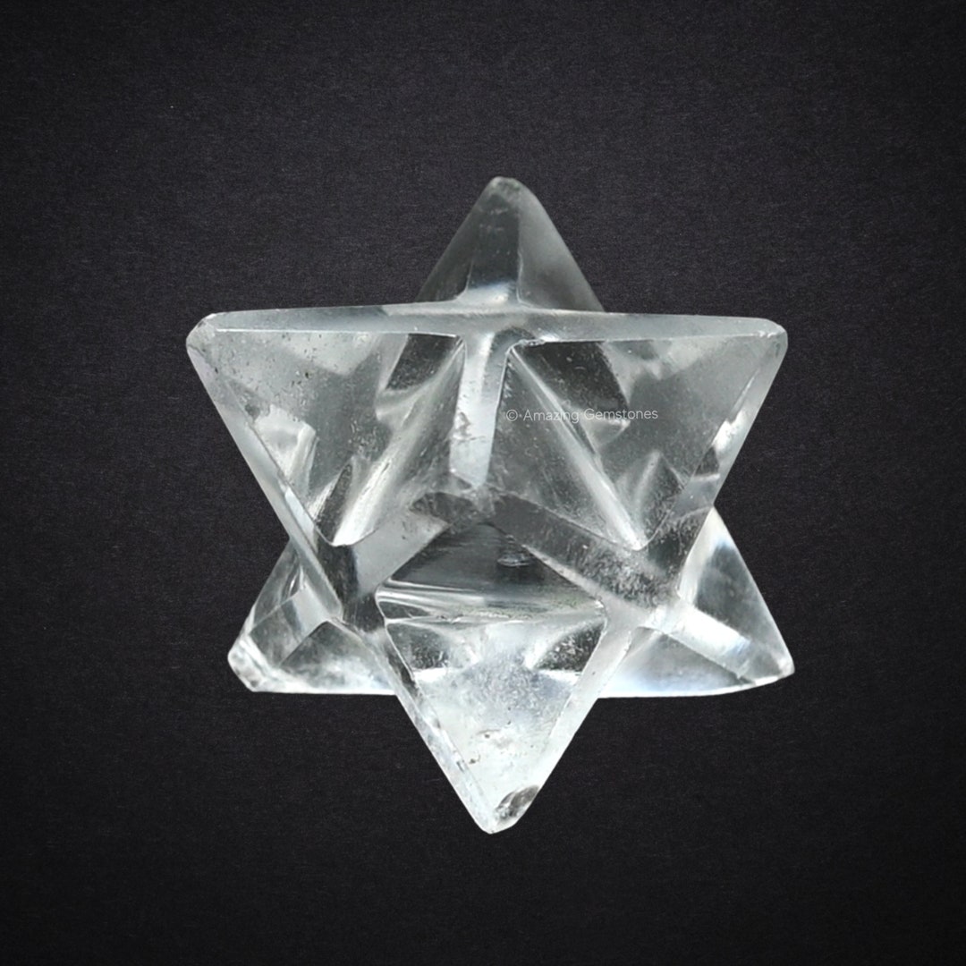 Clear Quartz Crystal 8 Point Merkaba Star, Hand Carved Star Merkaba for ...