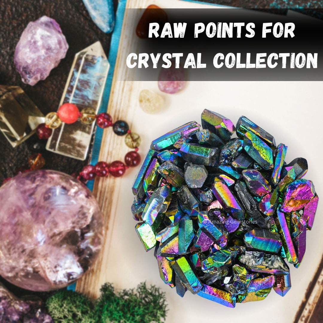 Titanium Aura Quartz Crystal Points: Raw Gemstones for Tumbling & DIY ...