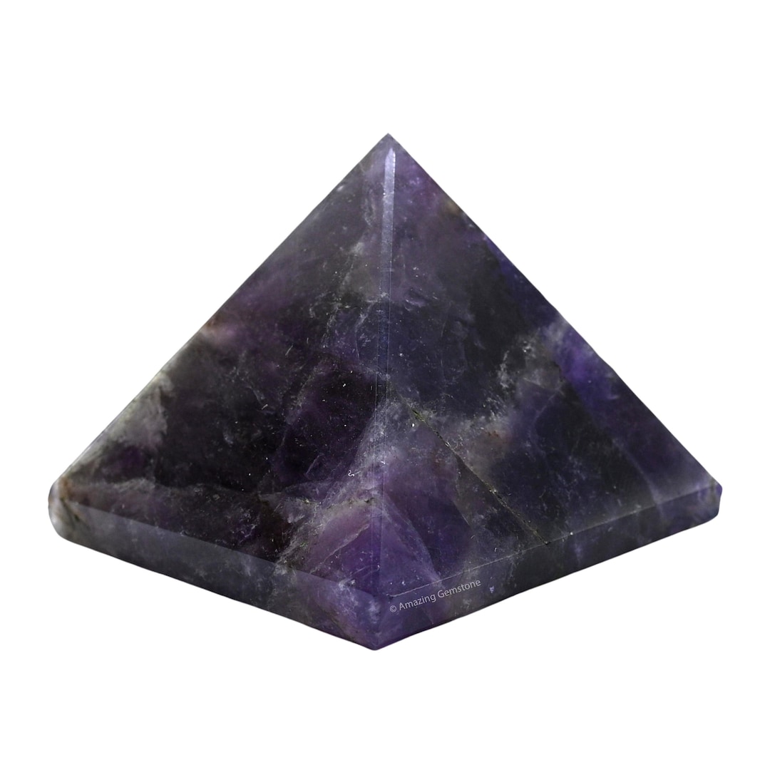 Amethyst Healing Crystal Stone Pyramid, Handmade Pyramid for Home ...
