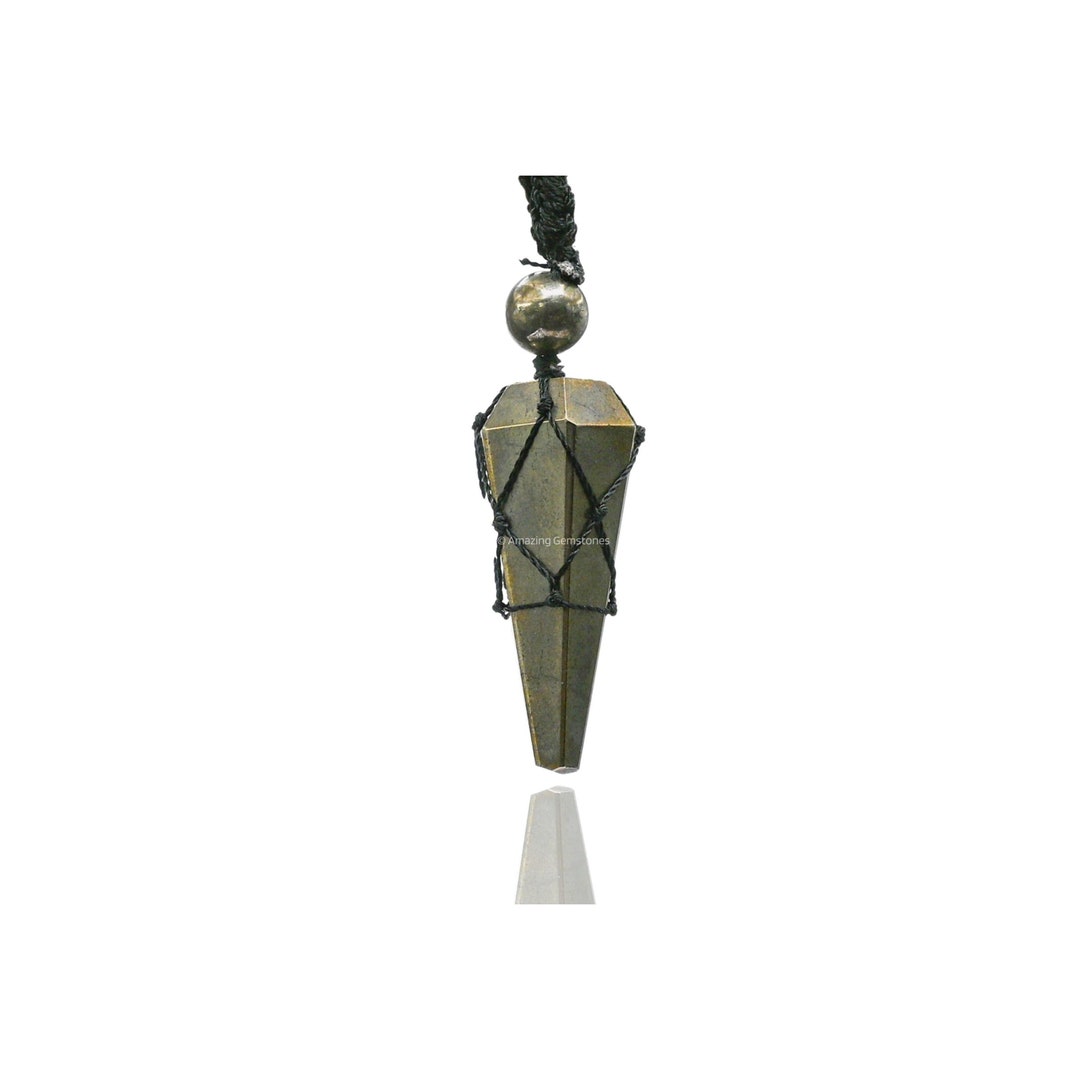 Handmade Pyrite Crystal Pendulum Necklace: Macrame Stone Holder - Etsy