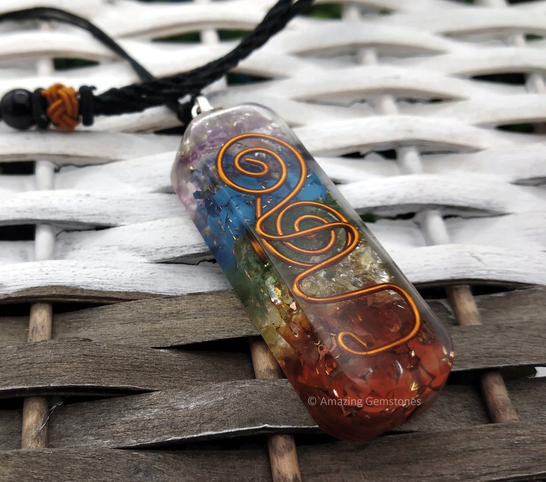 7 Chakra Crystal Orgonite Pendant: Healing Boho Necklace - Etsy