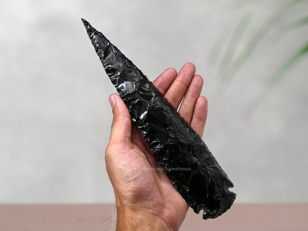 Black Obsidian Craft Supplies Jewelry Making Natural Arrow Head Crystal ...
