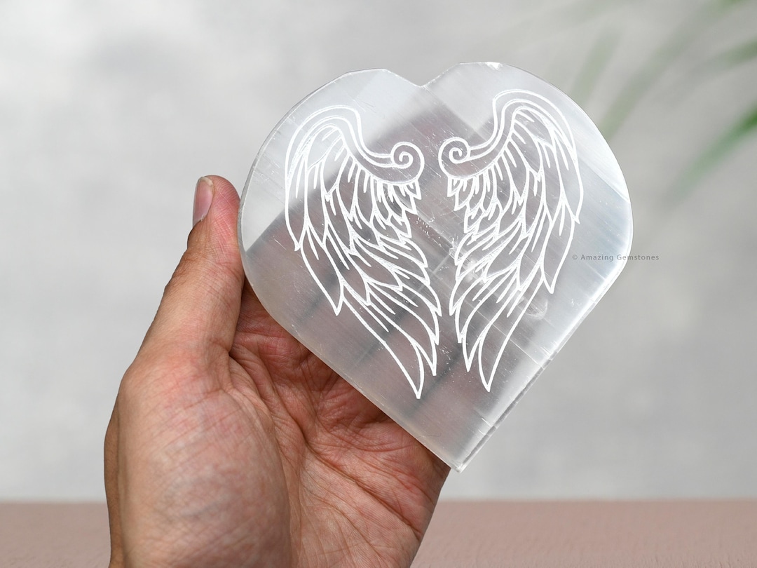Selenite Stone Crystal Charging Station, 4.5 Inch Engraved Charging ...