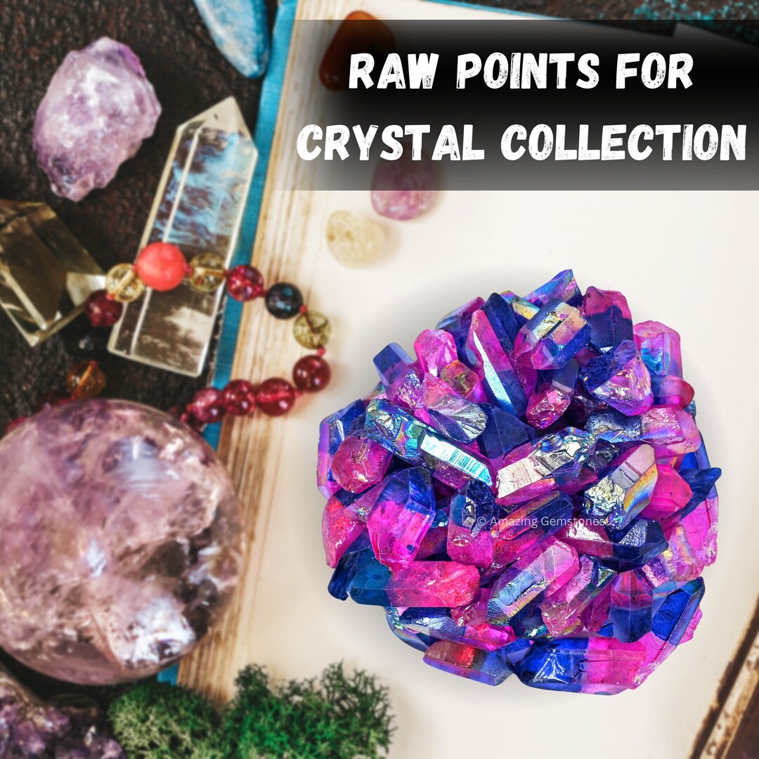Rose Tanzine Aura Quartz Point, 2 Piece Natural Rocks for Tumbling and ...