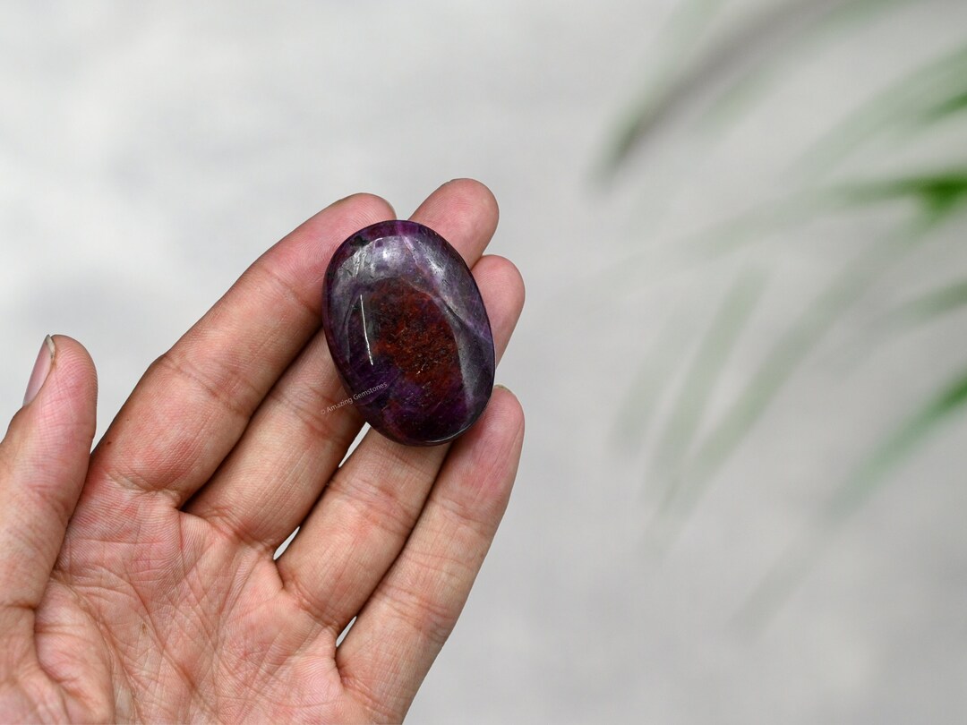 Ruby Healing Crystal Palm Stone for Crystal Grid, Natural Polished ...