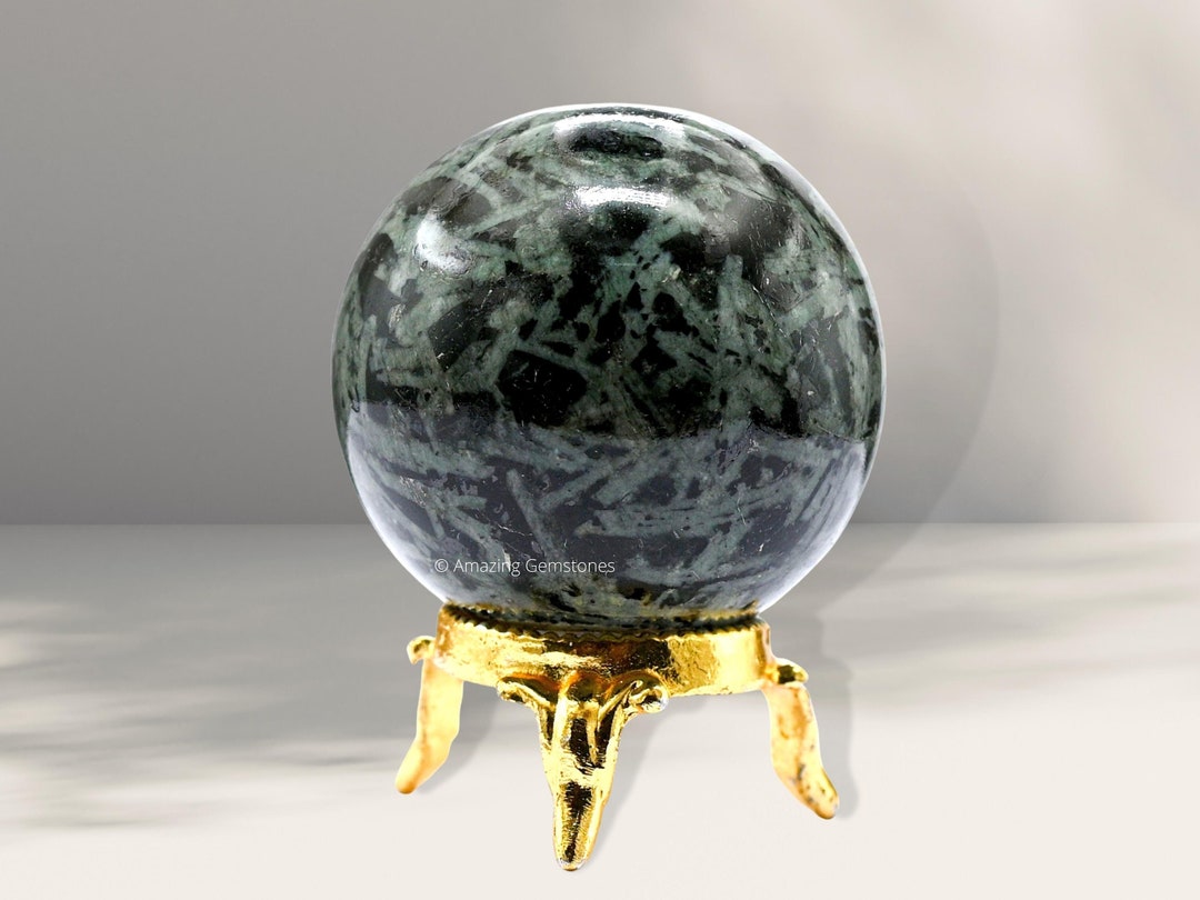 Flower Stone Crystal Ball: 50mm Gemstone Sphere With Stand - Etsy