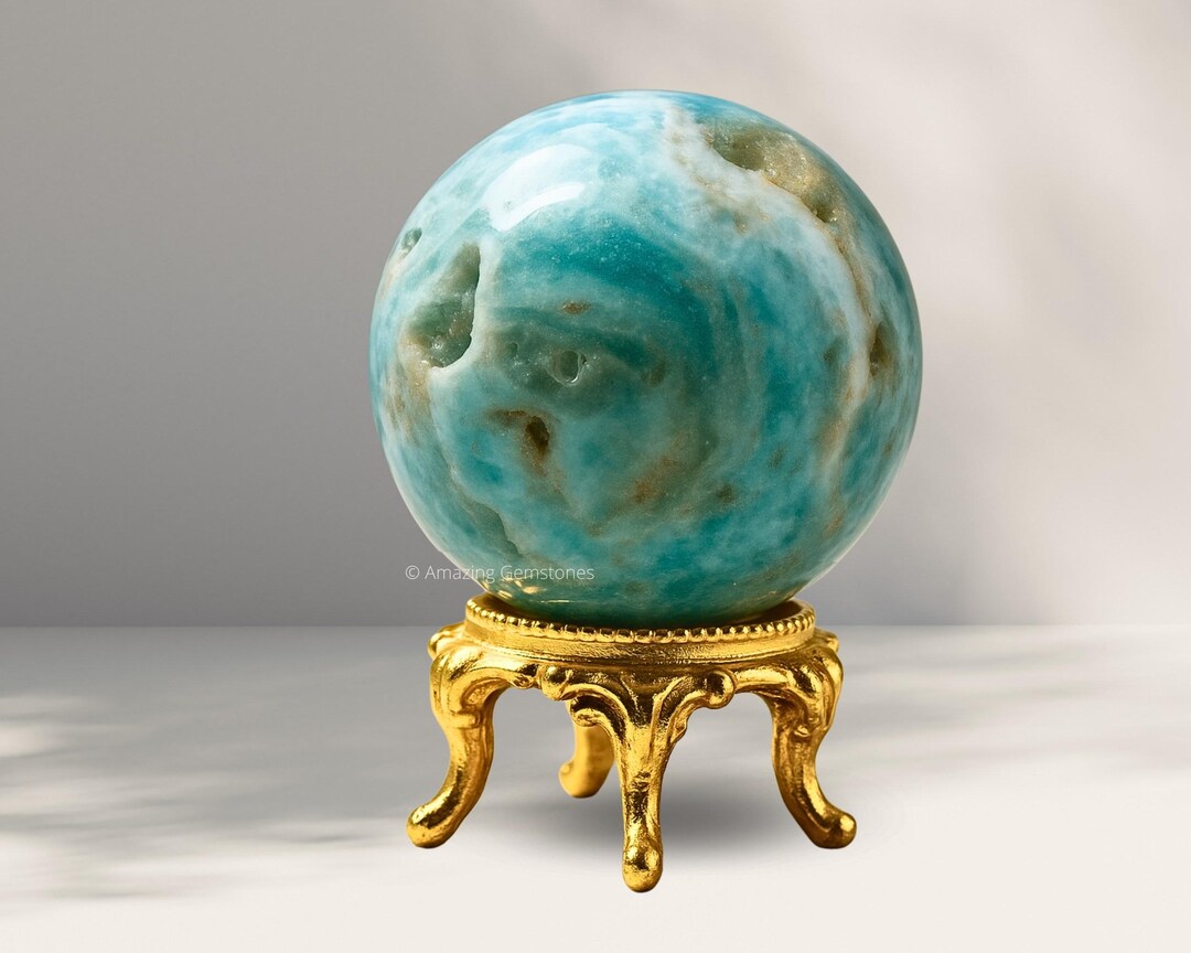 Caribbean Calcite Sphere Ball With Stand, Natural Healing Crystal ...