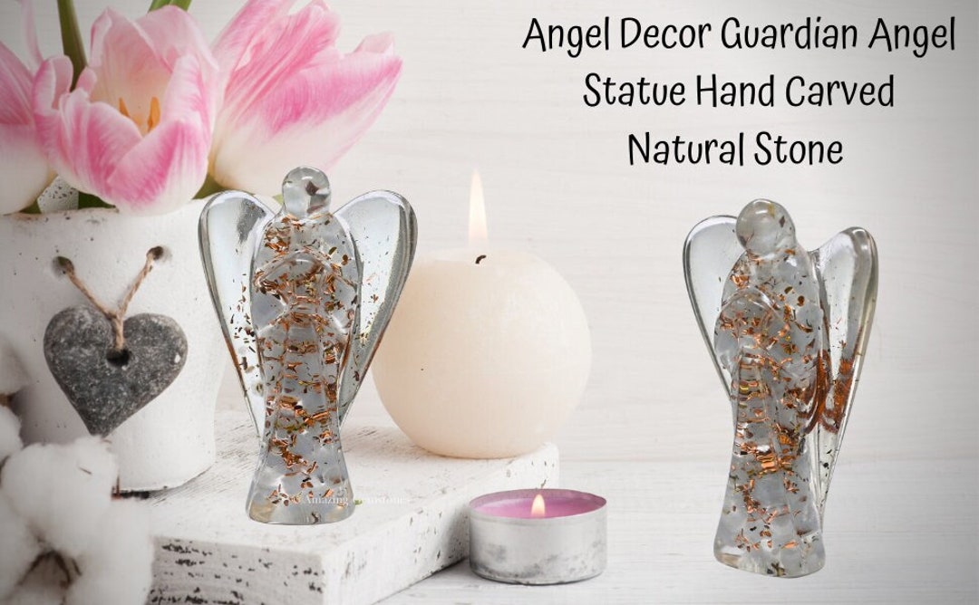 Selenite Crystal Guardian Angel Statue, Healing Crystal Orgone Angel ...