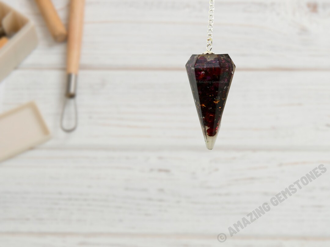 Garnet Orgonite Crystal Dowsing Pendulum Pendant Necklace, Divination Pendulum, Healing Crystal ...
