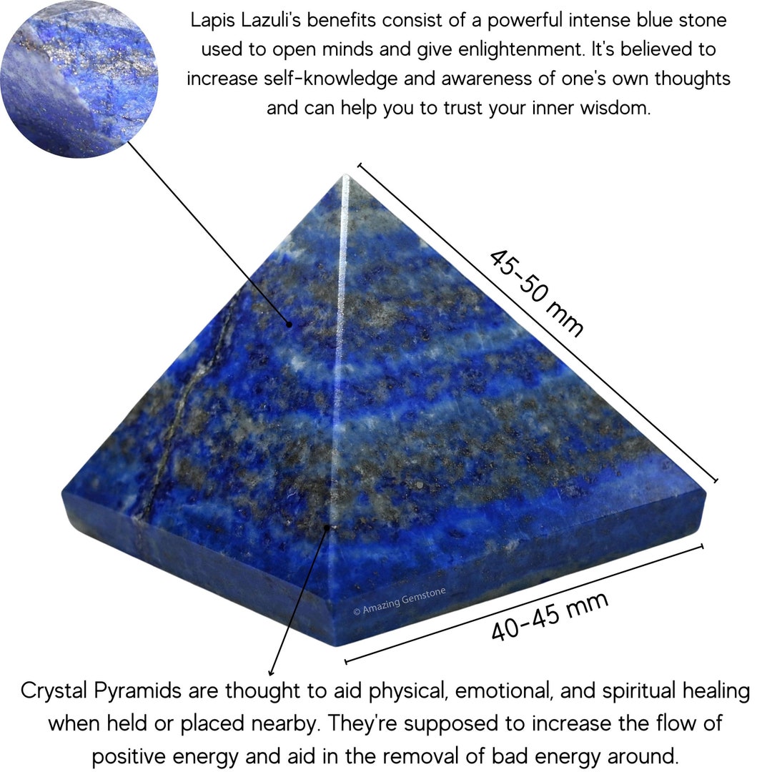 Lapis Lazuli Healing Crystal Pyramid, Natural Handmade Pyramid for Home ...