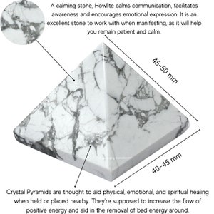 Howlite Healing Crystal Stone Pyramid, Handmade Pyramid for Home Office ...