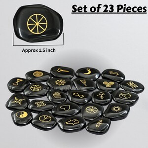 Black Agate Crystal Pagan Wiccan, Set of 23 Witches Magic Engraved ...