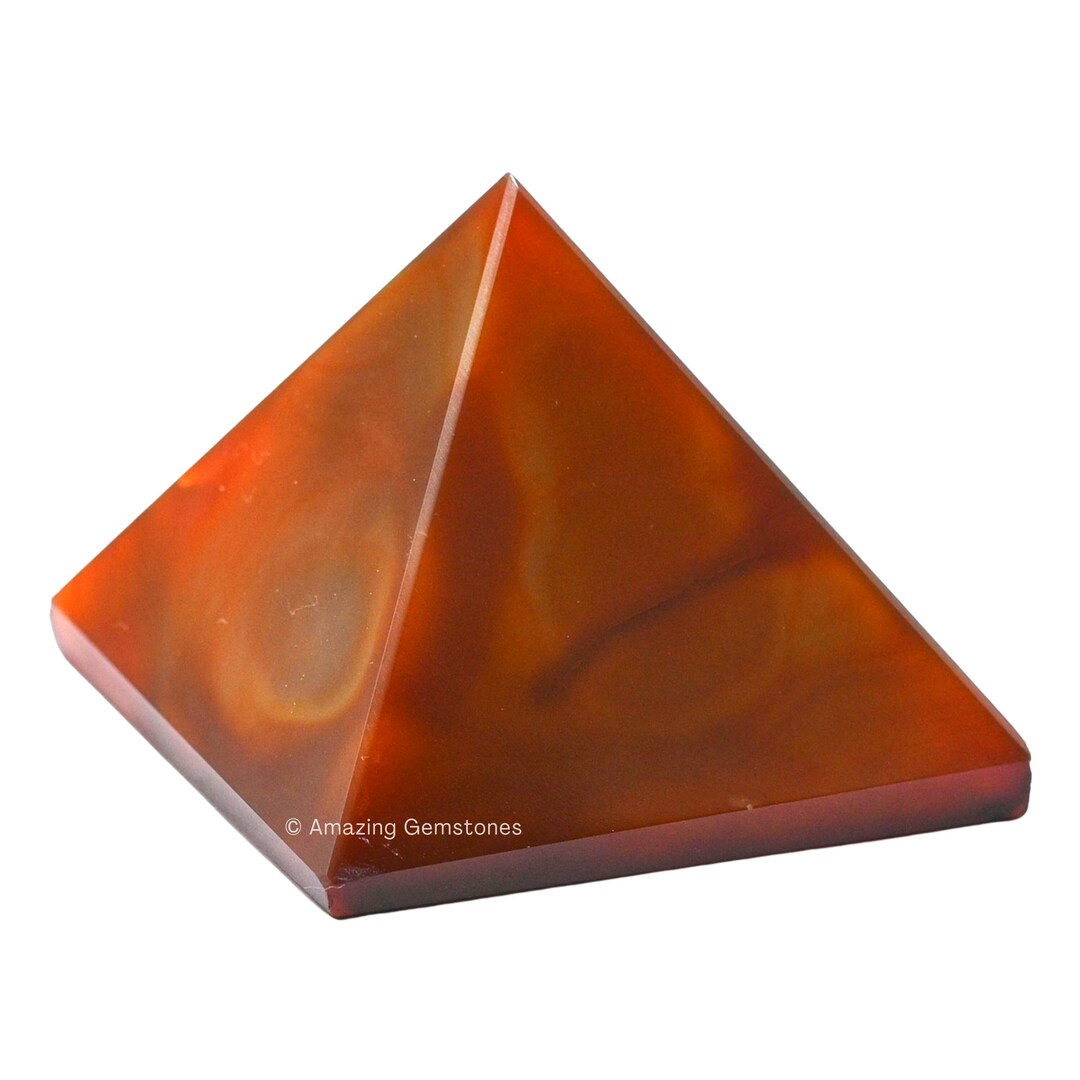 Carnelian Healing Crystal Stone Pyramid, Handmade Pyramid for Home ...