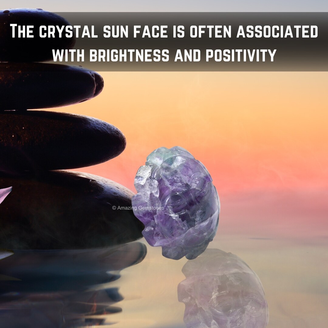 Fluorite Healing Crystal Sun Face, 1 Inches Mini Sun Face Carving for ...