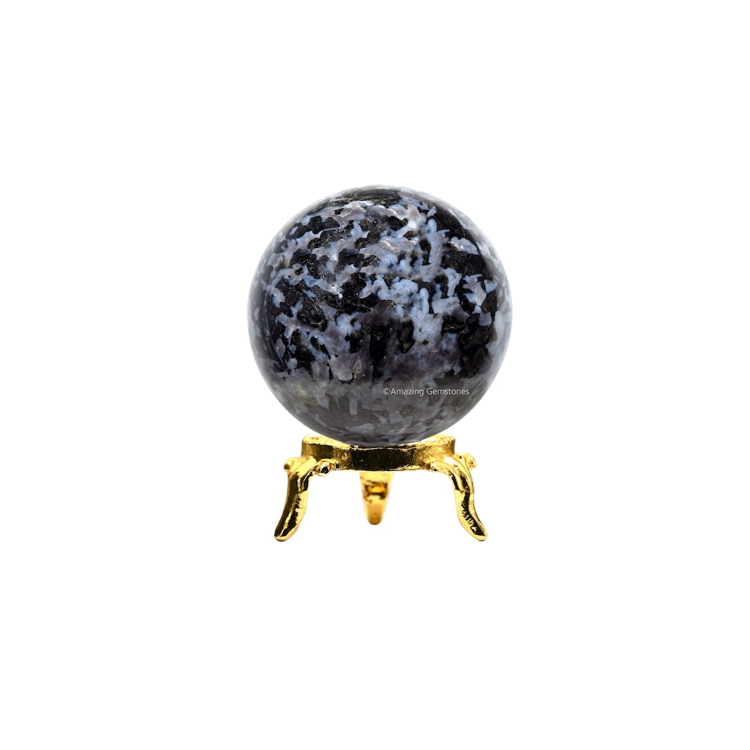 Indigo Gabbro Crystal Ball Sphere, 35mm Gemstone Sphere With Stand ...