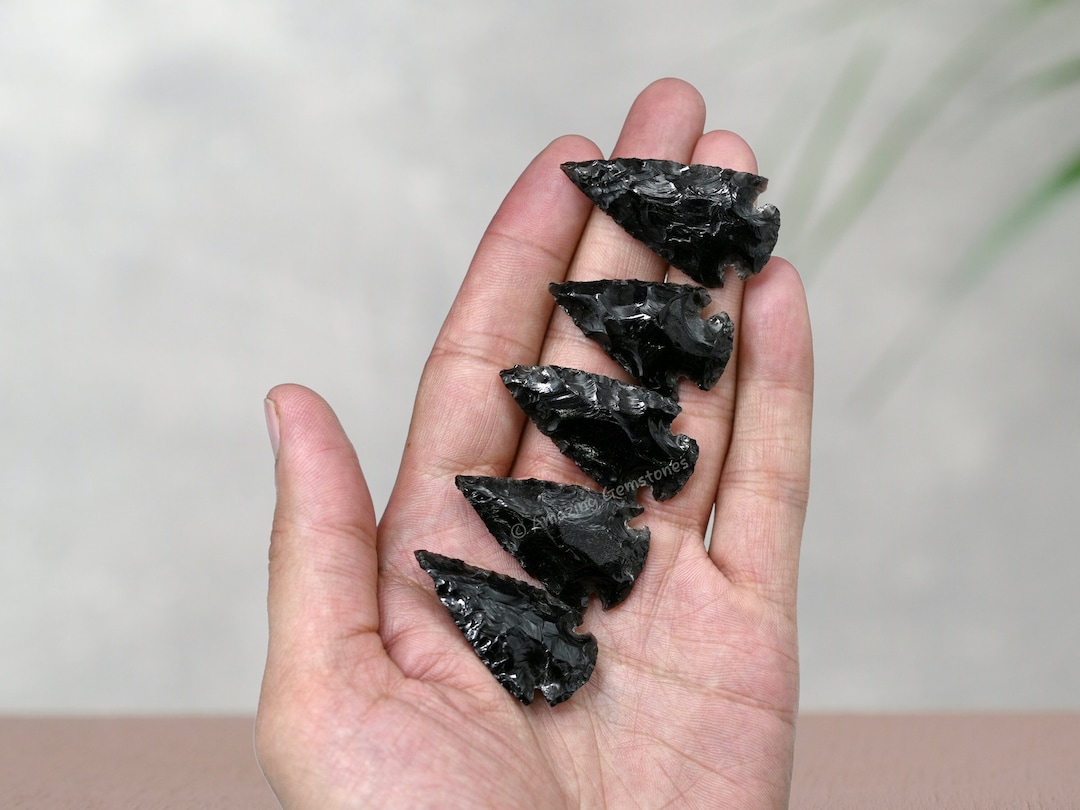 Obsidian Craft Supplies Jewelry Making Set of 5 Natural Arrow Heads ...