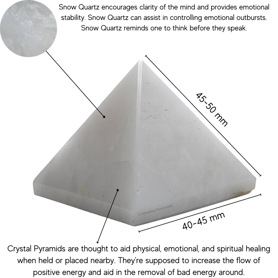 Snow Quartz Crystal Stone Pyramid, Natural Handmade Pyramid for Home ...