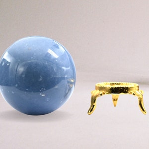 Angelite Crystal Ball Sphere Stand, 50mm Gemstone Sphere With Holder ...