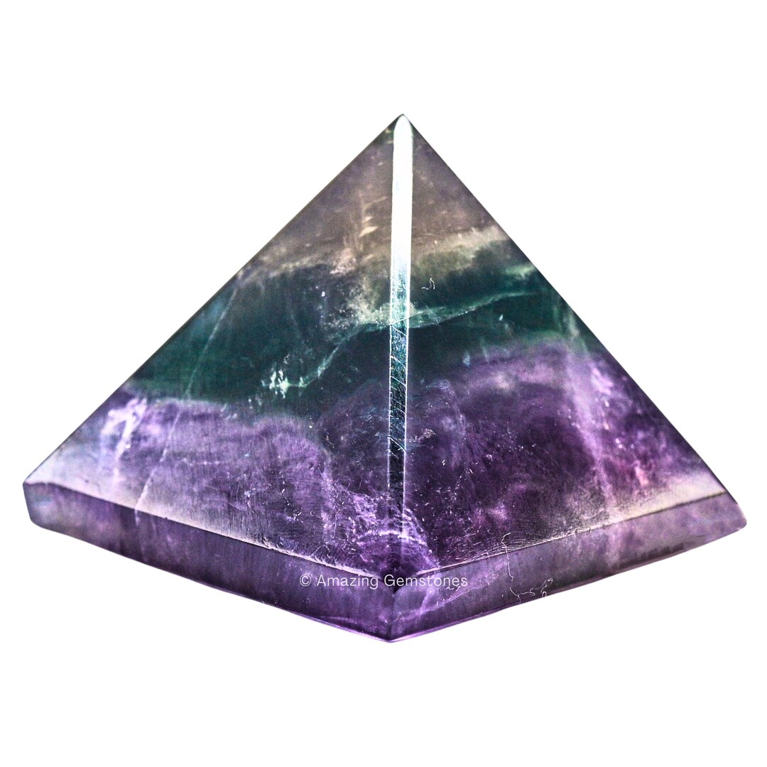 Fluorite Healing Crystal Stone Pyramid, Natural Handmade Pyramid for ...
