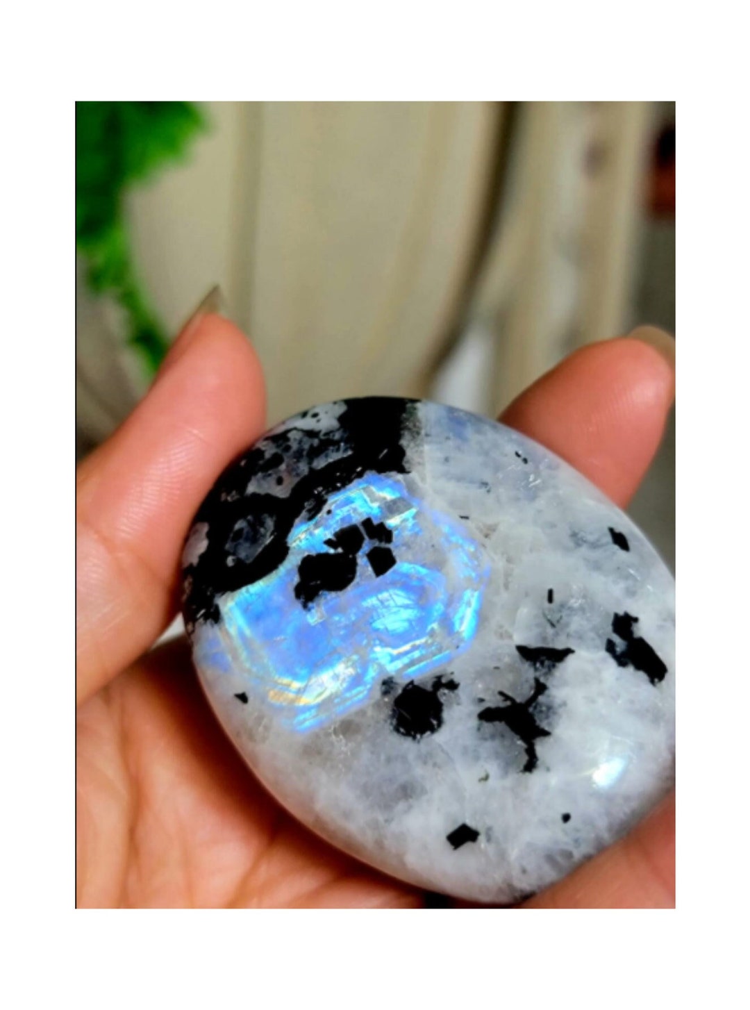 Rainbow Moonstone Large Palm Stone for Crystal Grid, Natural Polished ...