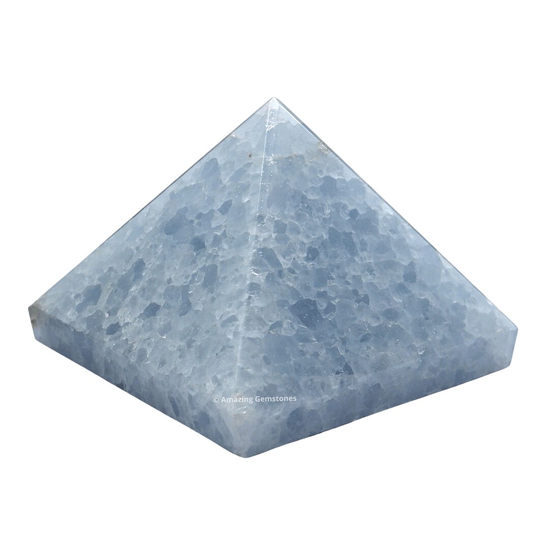 Blue Celestite Healing Crystal Pyramid for Meditation, Handmade Pyramid ...