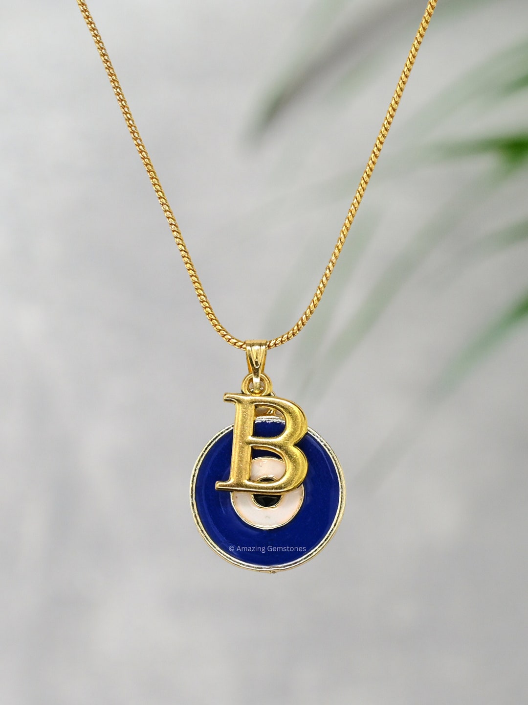 Initial Evil Eye Letter B Necklace 14K Gold Alphabet Necklace - Etsy