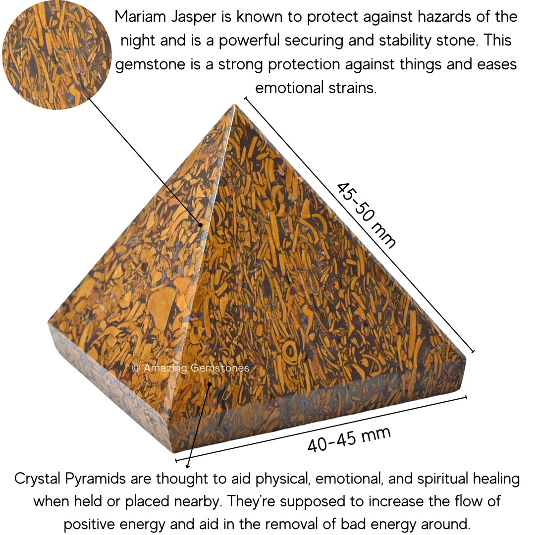 Mariyam Jasper Healing Crystal Pyramid, Natural Handmade Pyramid for ...