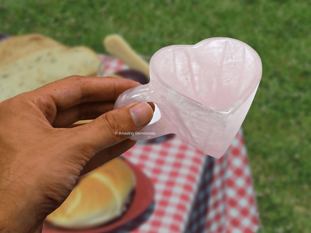 Rose Quartz Heart Shaped Coffee Mug Cup Handmade Coffee Mug - Etsy