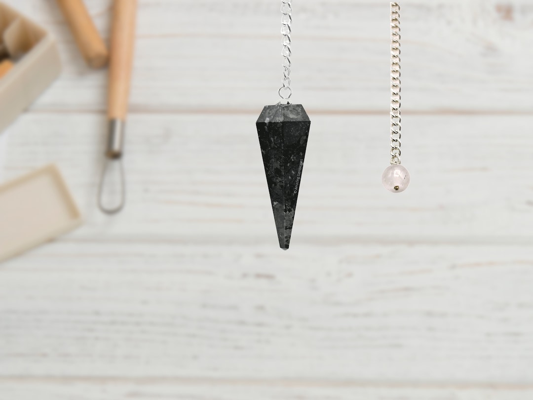 Nuummite Crystal Pendulum Pendant Necklace, Natural Healing Crystal ...