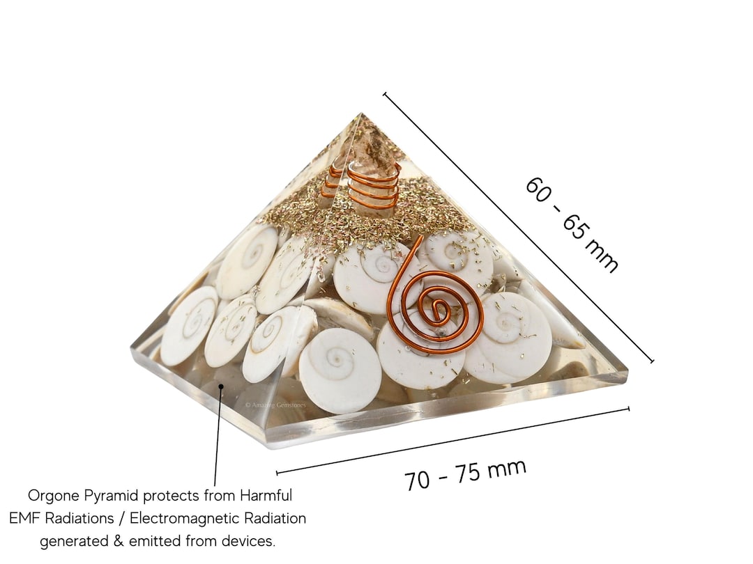 Shiva Eye Gemstone Orgonite Pyramid Crystal With Gomti Chakra Shell ...