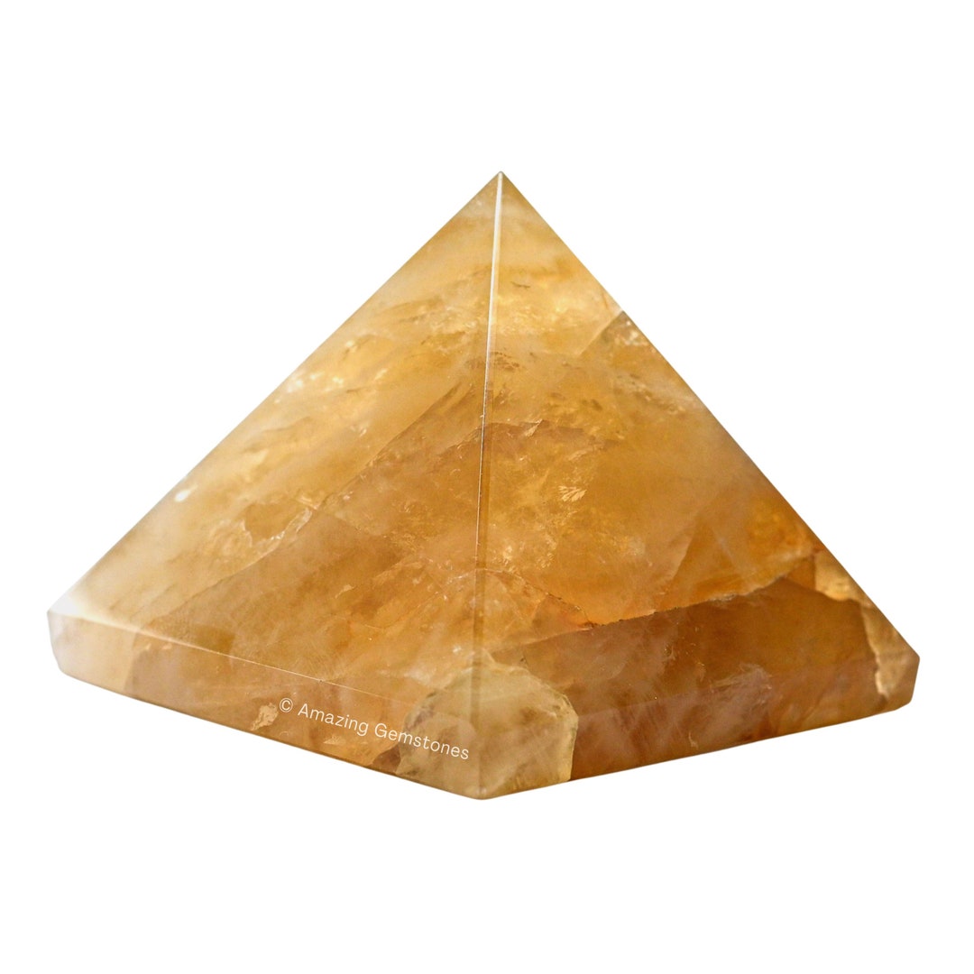Citrine Healing Crystal Stone Pyramid, Handmade Pyramid for Home Office ...