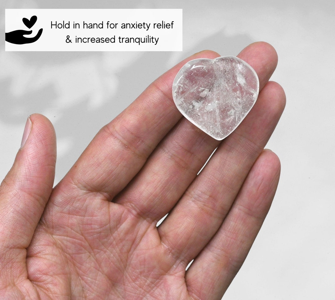 Clear Quartz Crystal Heart Stone, Handmade Pocket Protection (30mm) - Etsy