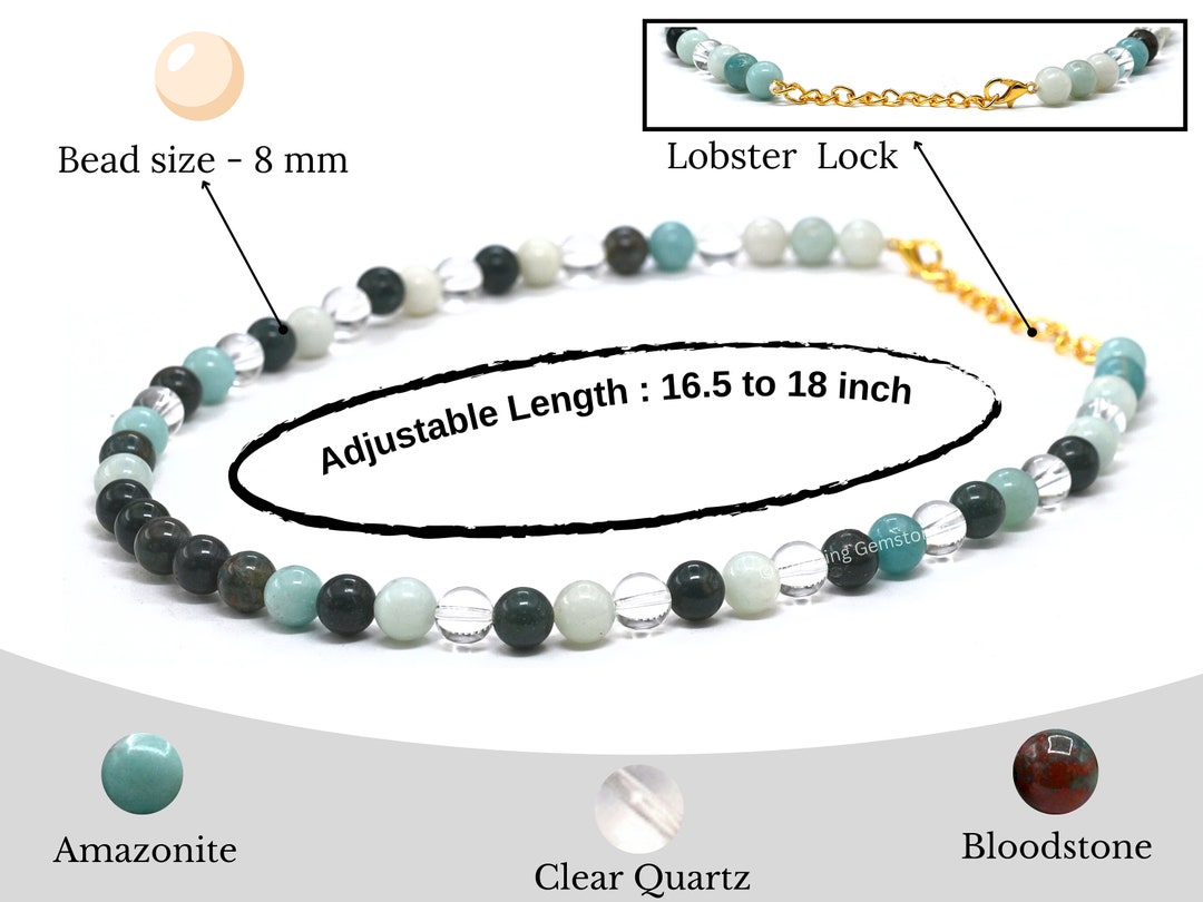 Pain Relief Healing Crystal Necklace With Bloodstone Amazonite Clear ...