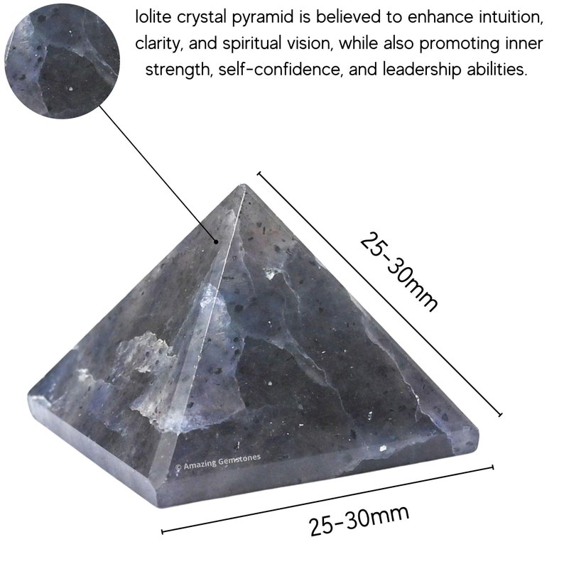 Iolite Healing Crystal Stone Pyramid, Handmade Pyramid for Home Office ...