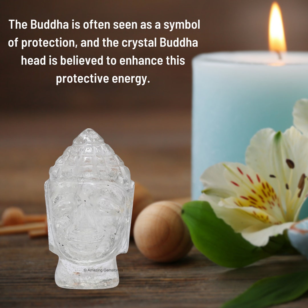 Clear Quartz Crystal Buddha Statue, 1 Inches Buddah Head for Meditation ...