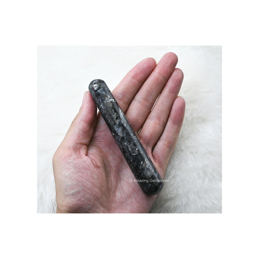 Larvikite Healing Crystal Massage Wand, 4.5 Inches Gua Sha for Adults ...
