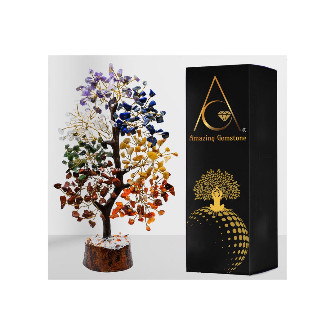 7 Chakra Crystal Bonsai Tree of Life, Natural Handmade Healing Crystal ...